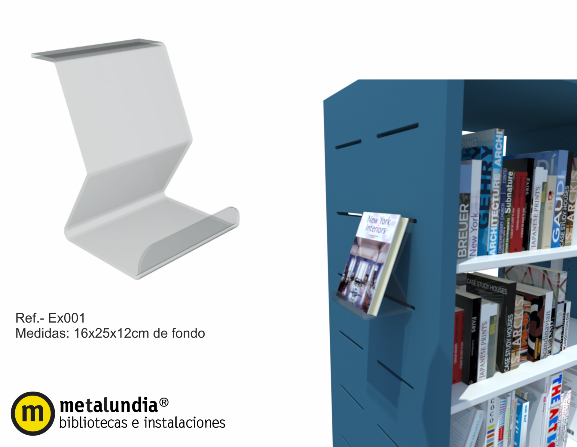 Expositor libros para lateral - Metalundia